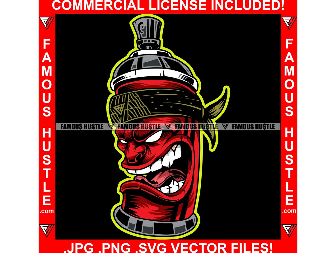 Gangster Spray Paint Can Graffiti Gang Bandana Grinning Boss Trap Rap ...