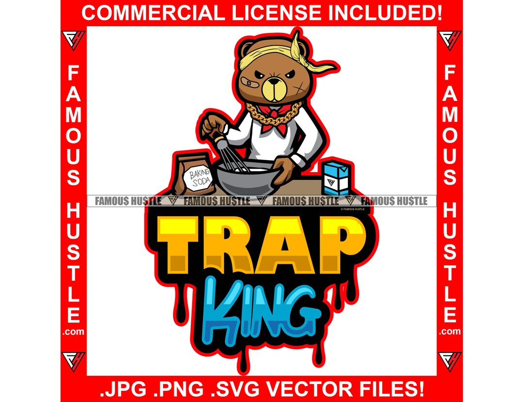 Trap King Gangster Hustle Teddy Bear Chef Scar Face Cooking Baking Soda ...