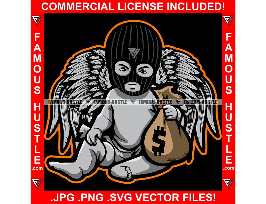 Gangster Baby Statue Holding Money Bag Wearing Ski Mask Trap Street ...