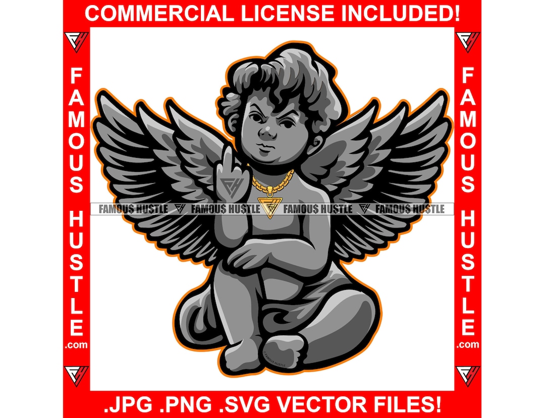 Gangster Angel Statue Showing Middle Finger Boss Plug Savage Thug Wings ...