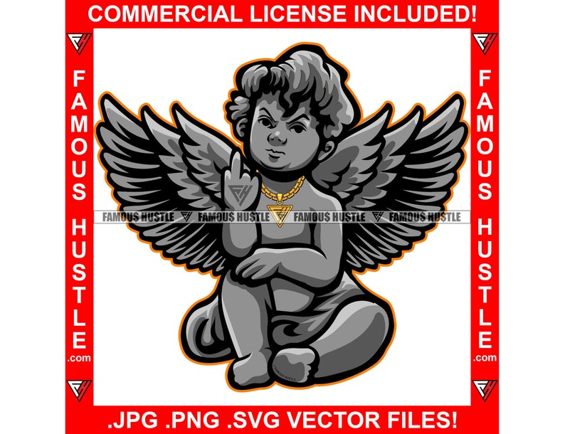 Gangster Angel Statue Showing Middle Finger Boss Plug Savage Thug Wings ...