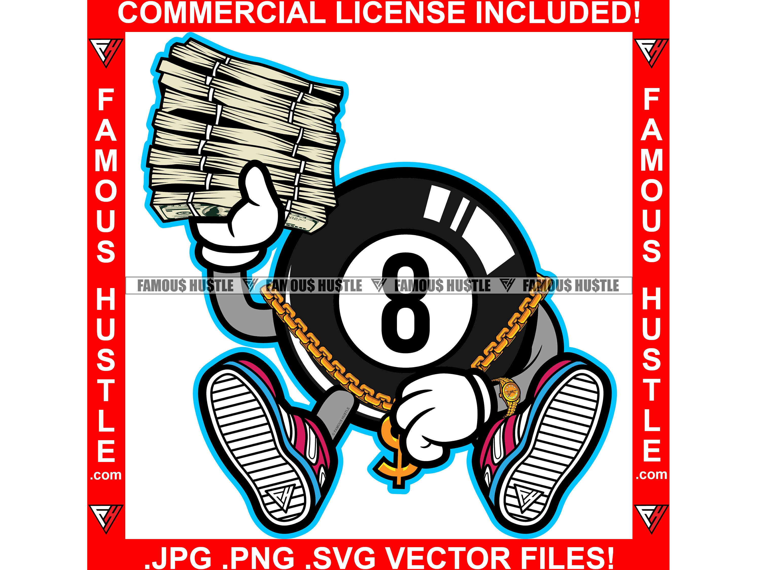 Gangster Eight Ball Holding Money Stack Rap Rapper Hip Hop Sneakers ...