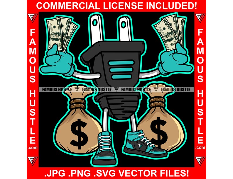 Hustle Plug Holding Money Stack Bag on Side Gangster Trap Boss Thug ...