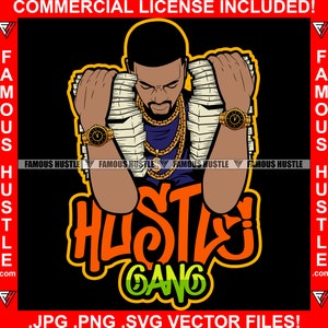 Hustle Gang Gangster Rapper Huge Money Stacks Wearing Gold Chain Trap ...