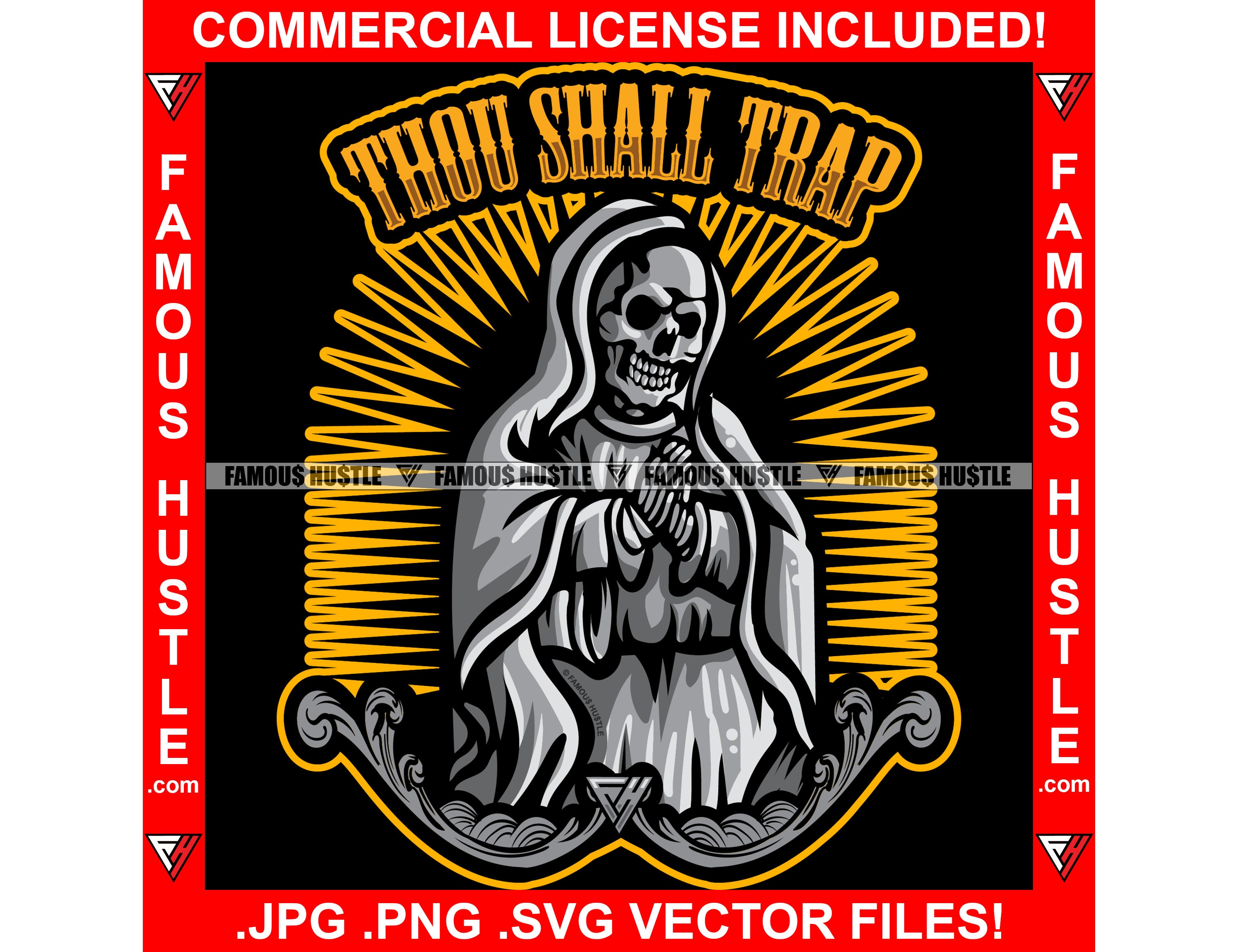 Thou Shall Trap Gangster Skull Statue Religious Angel Praying Tattoo ...