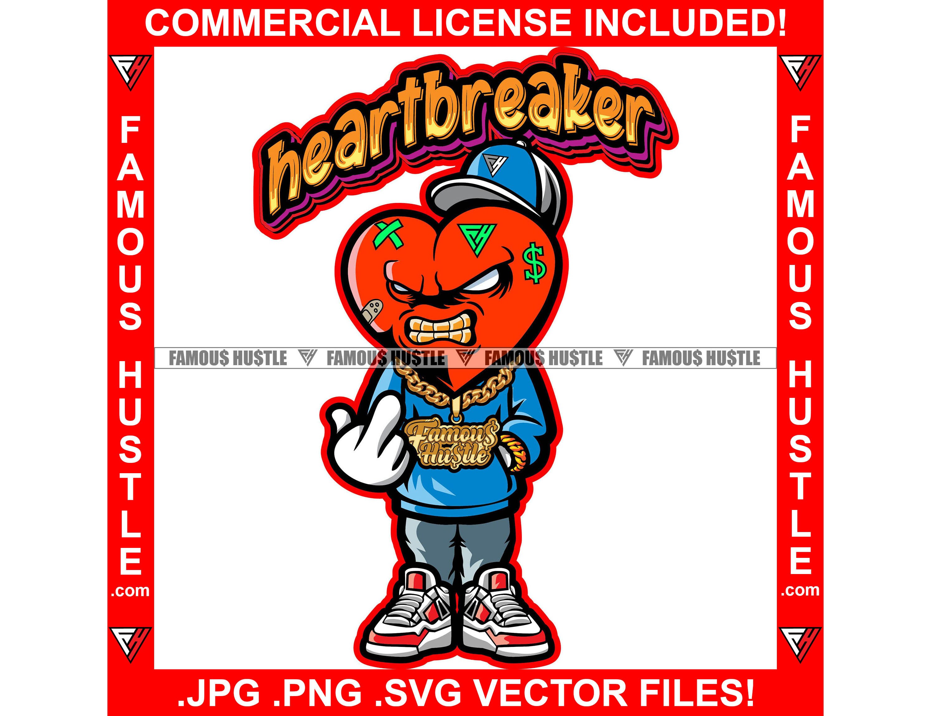 Heart Breaker Gangster Heart Mean Scar Face Bandage Tattoo Head Gold ...