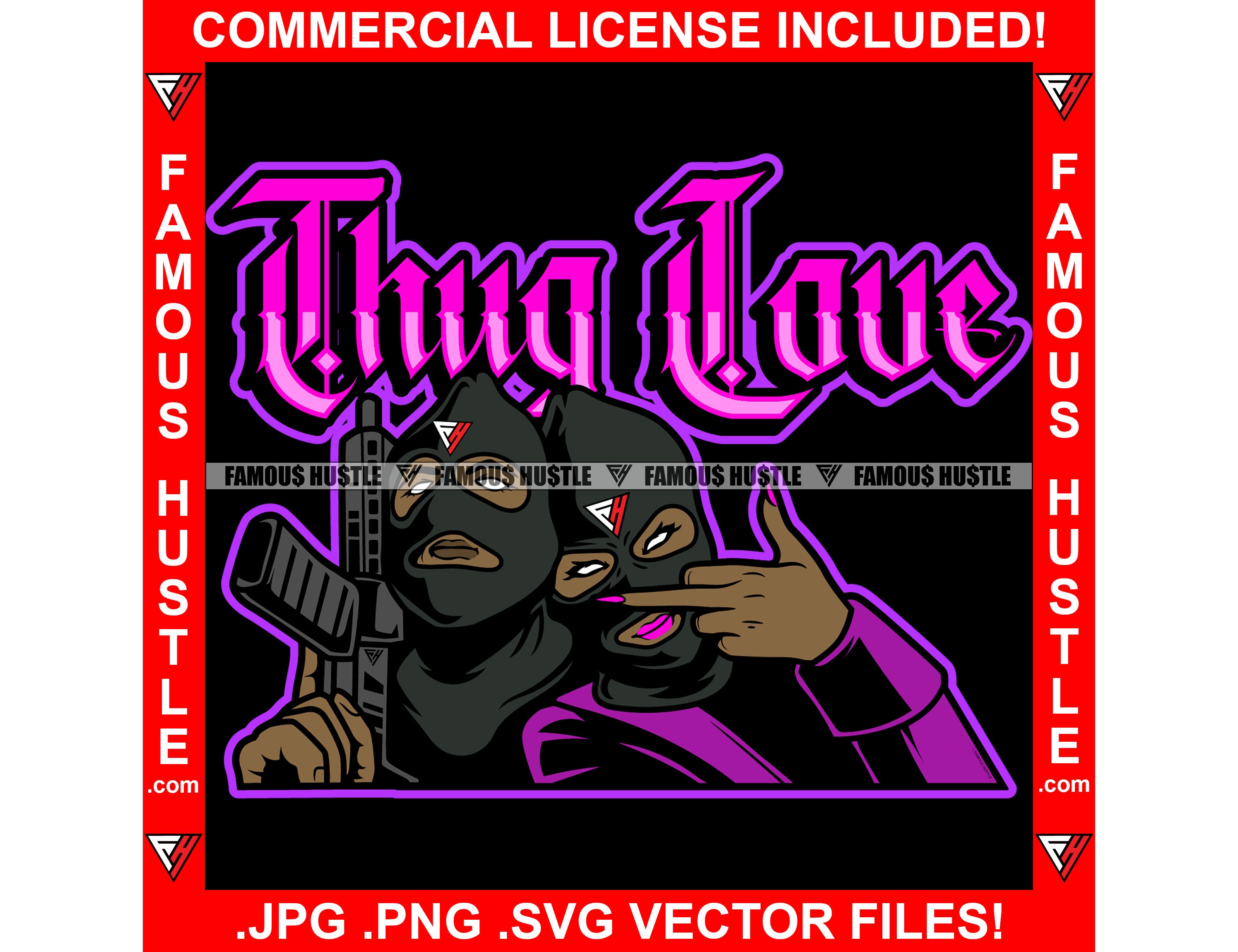 Thug Love Gangster Couple Holding Machine Gun Wearing Ski Mask Trap ...