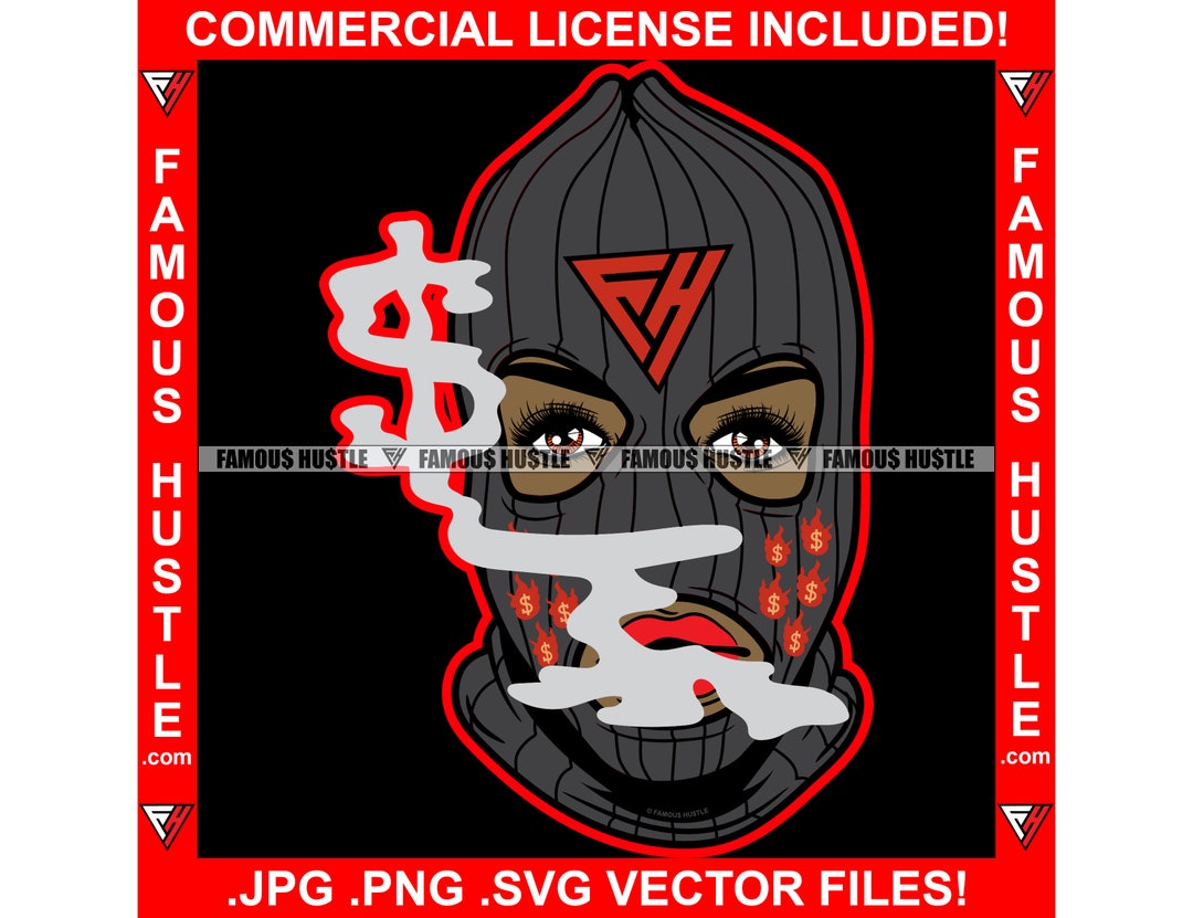 Hustle Gangster Mafia Boss Lady Wearing Ski Mask Female Cigar Smoke ...
