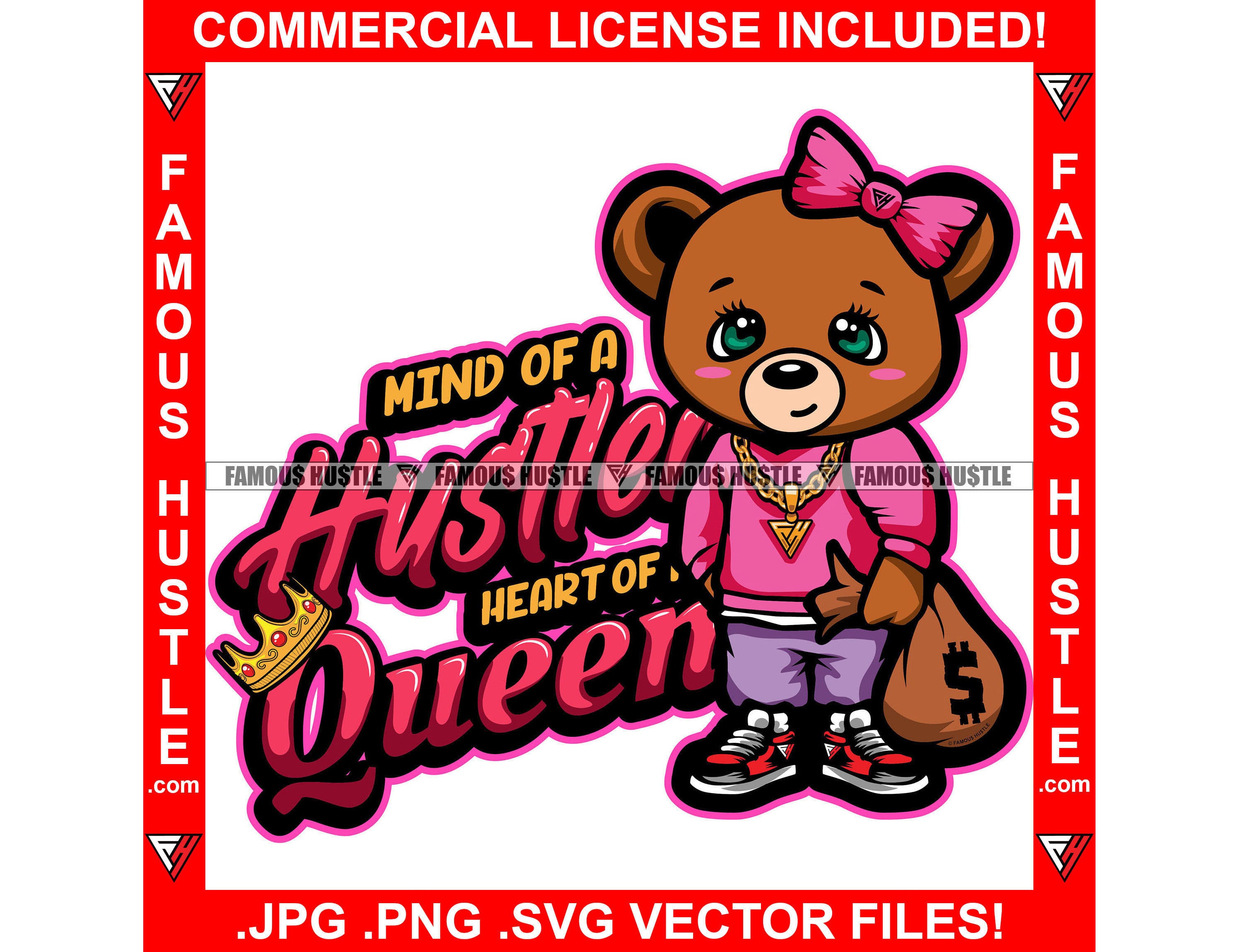 Mind of A Hustler Heart of Queen Cute Female Hustle Teddy Bear Money ...