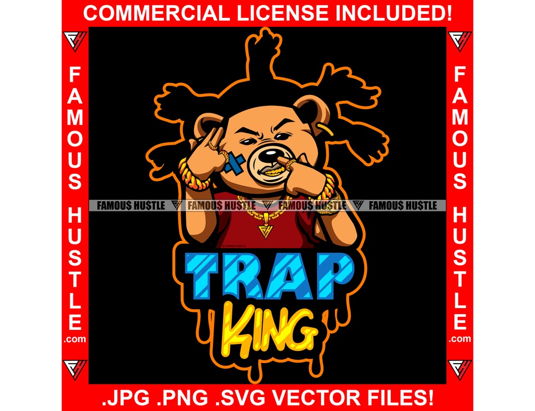 Trap King Gangster Hustle Teddy Bear Dreads Showing Gold Teeth Necklace Jewelry Mafia Boss Thug ...
