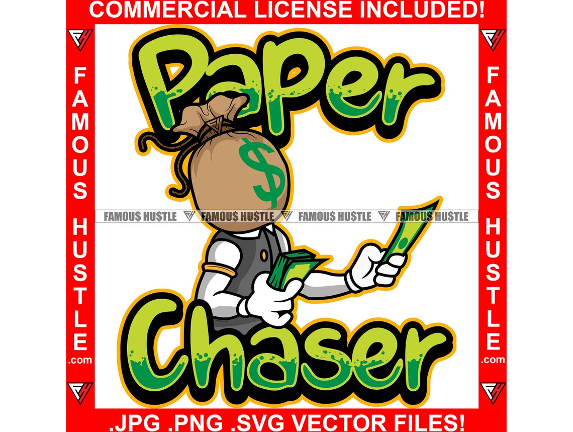 Paper Chaser Gangster Money Bag Bank Teller Holding Cash Stack Trap ...