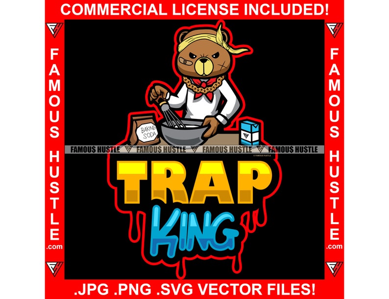 Trap King Gangster Hustle Teddy Bear Chef Scar Face Cooking Baking Soda ...