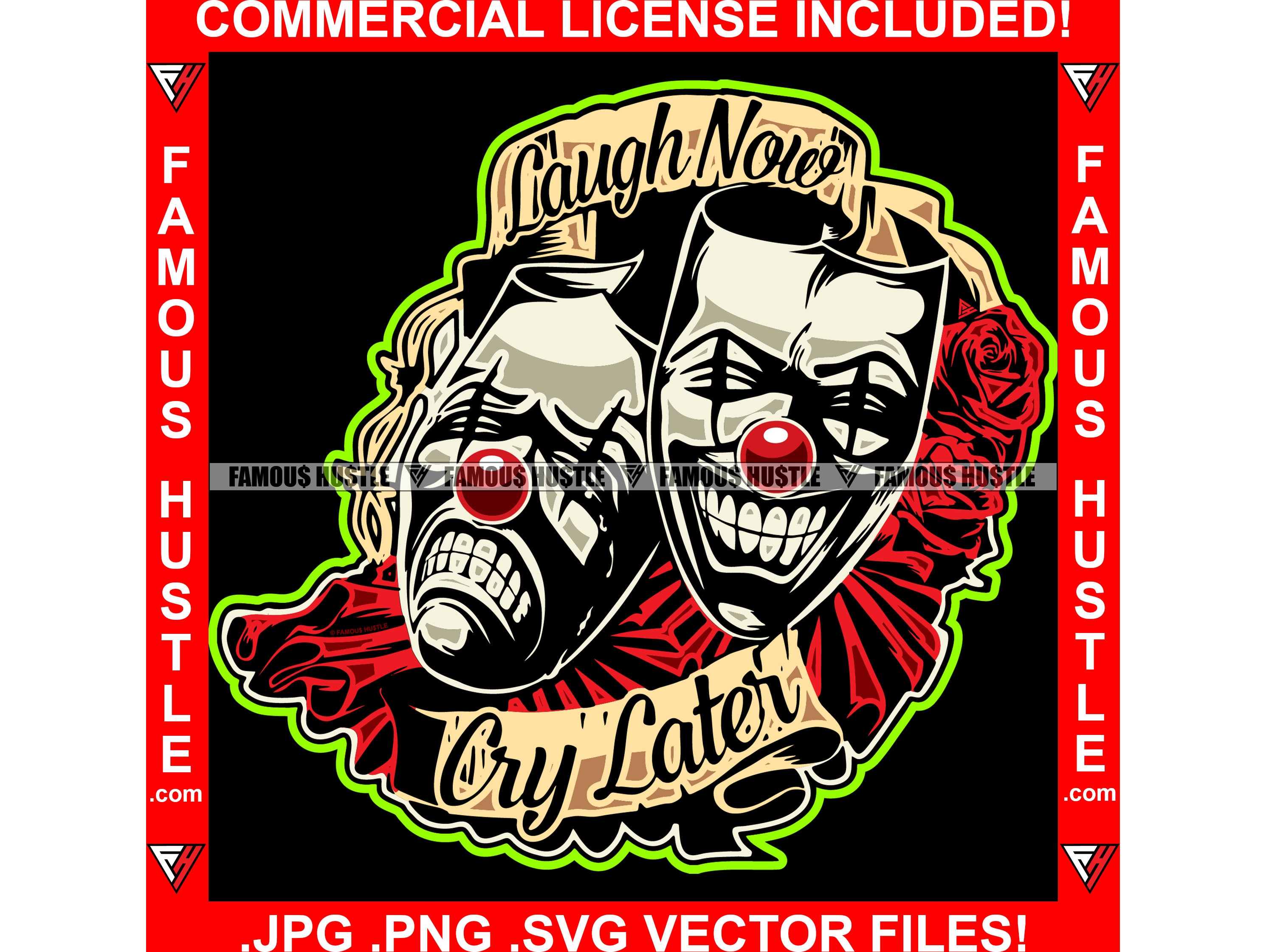 Laugh Now Cry Later Gangster Hustle Clown Mask Grin Trap - Etsy