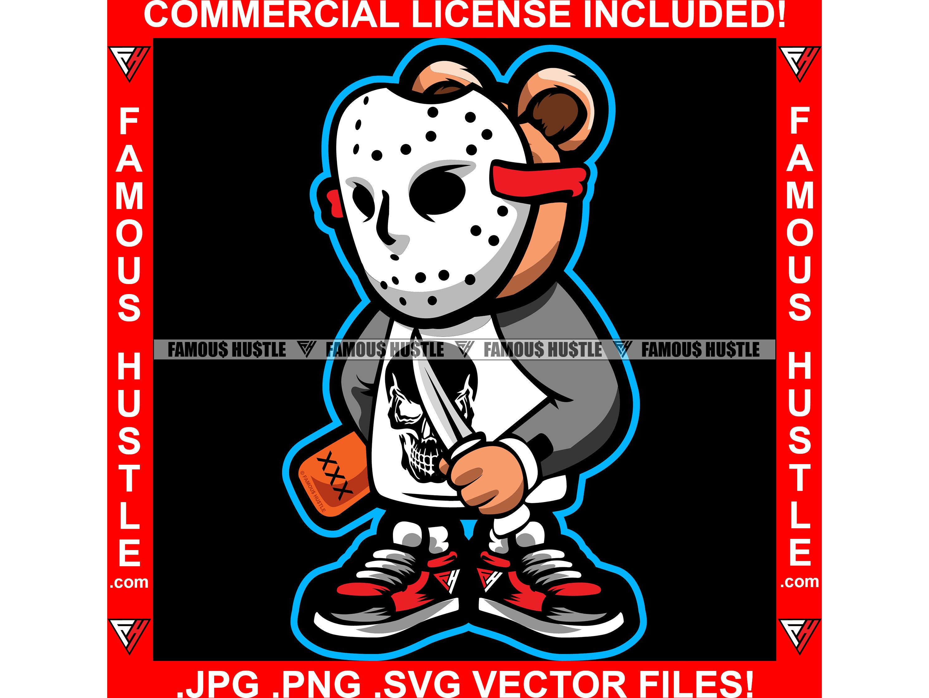 Horror Gangster Killer Teddy Bear King Hockey Mask 40oz Beer - Etsy