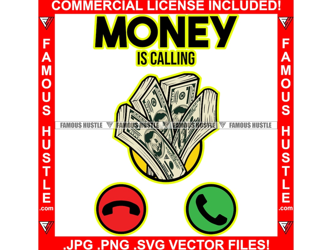 Money is Calling Quote Money Stack Phone Rich Trap Savage Hustling Hip ...