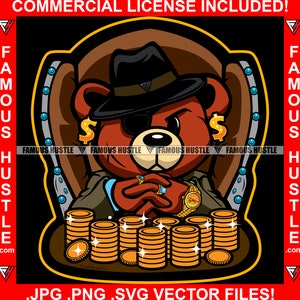Gangster Hustle Teddy Bear Scar Face Mafia Mob Boss Fedora Hat Gold ...