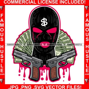 Gangster Ski Mask Blood Dripping Bloody Drip Hustle Boss Money Hip Hop ...