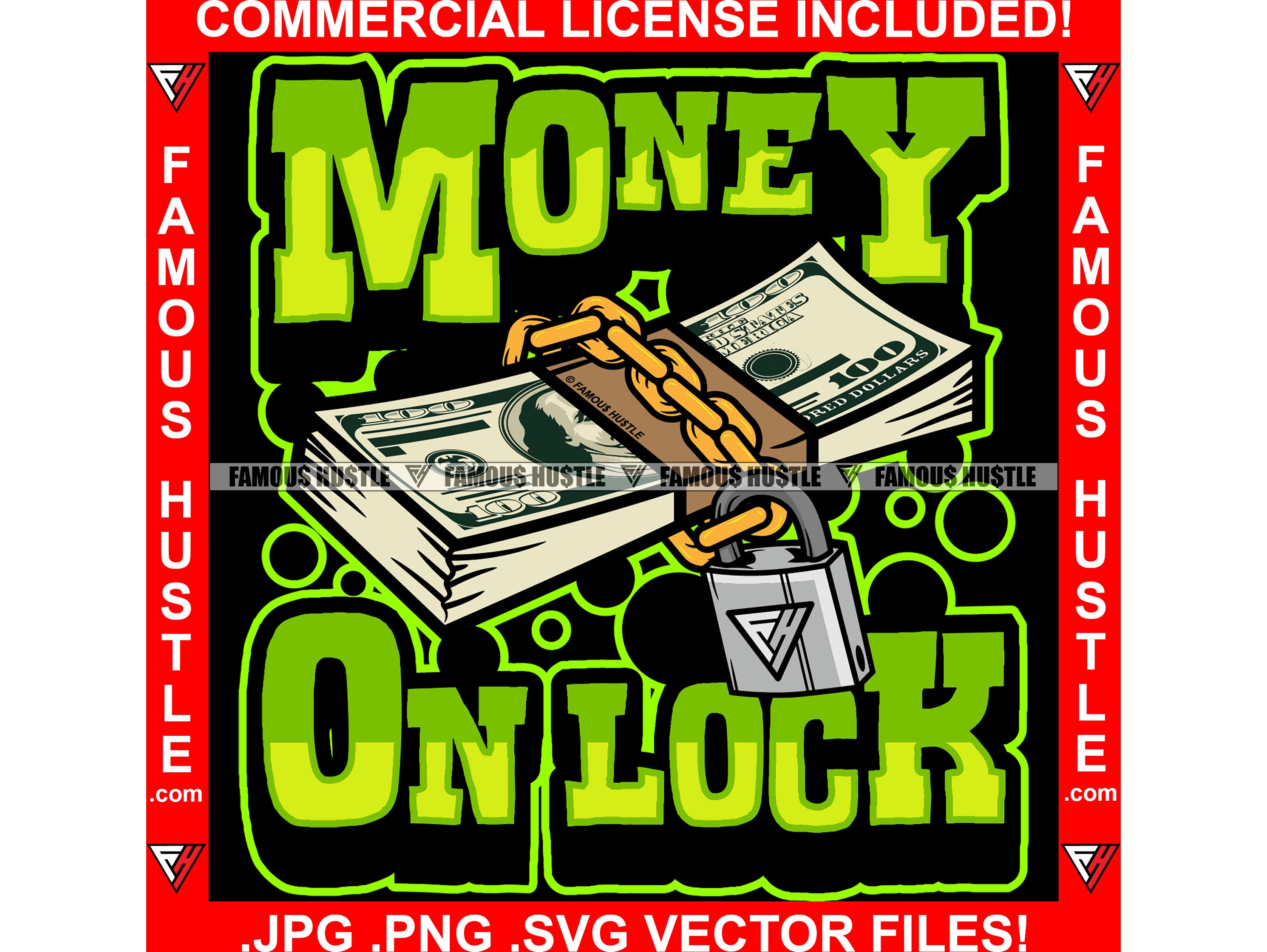Money on Lock Hustle Money Stack Chain Locked Gangster Cash Rich ...