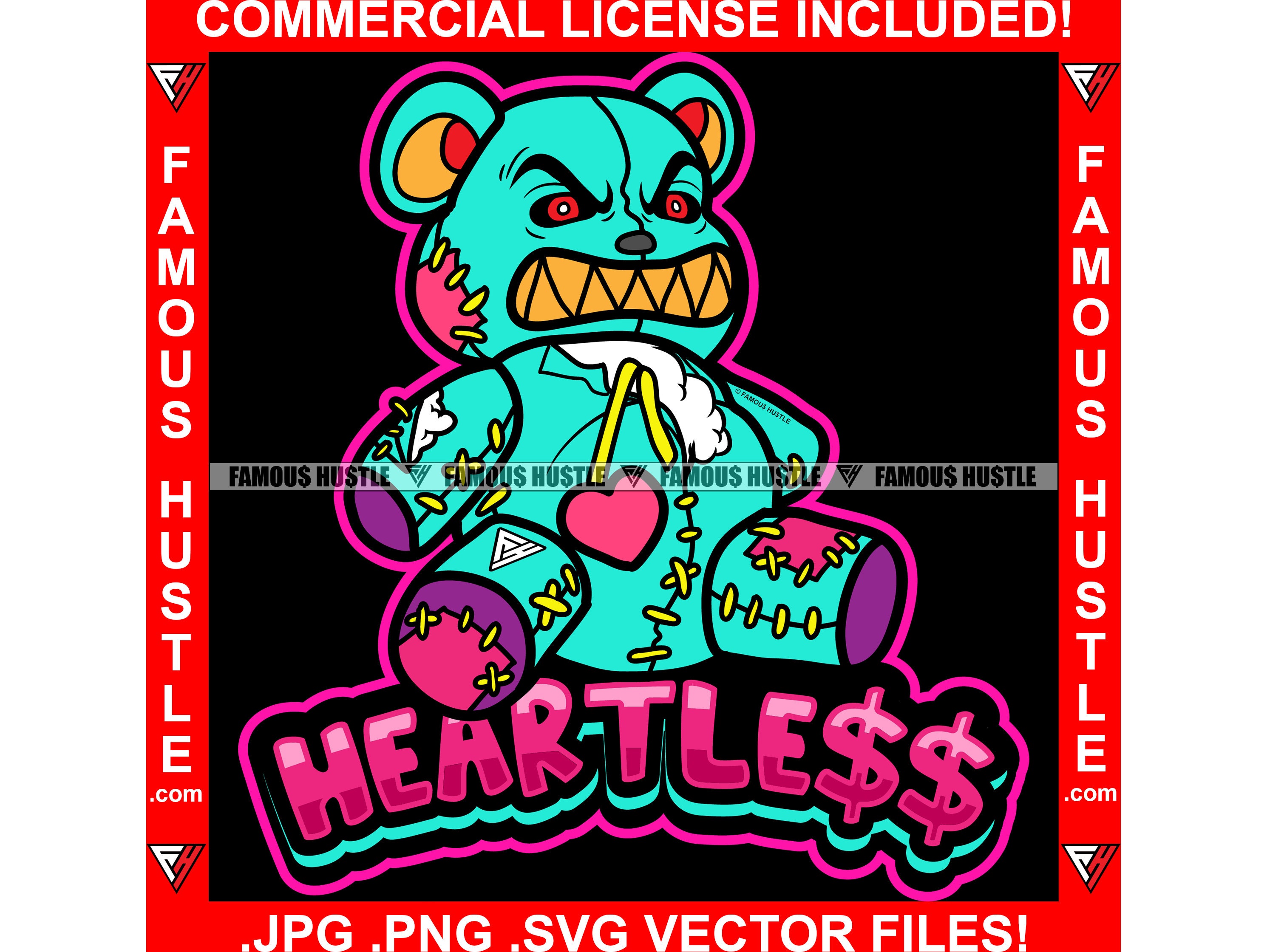 Heartless Gangster Horror Teddy Bear Stitched Head Body Gold Sharp Mean ...