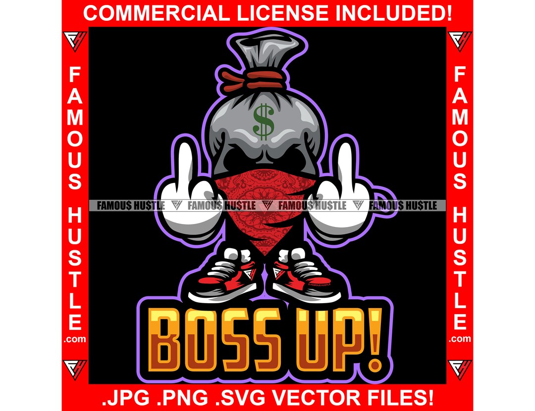 Boss up Gangster Hustle Skull Skeleton Money Bag Head Gang Bandana ...