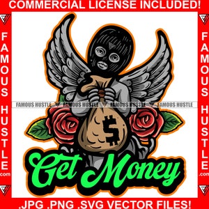 Get Money Gangster Baby Angel Statue Wearing Ski Mask Holding Money Bag ...