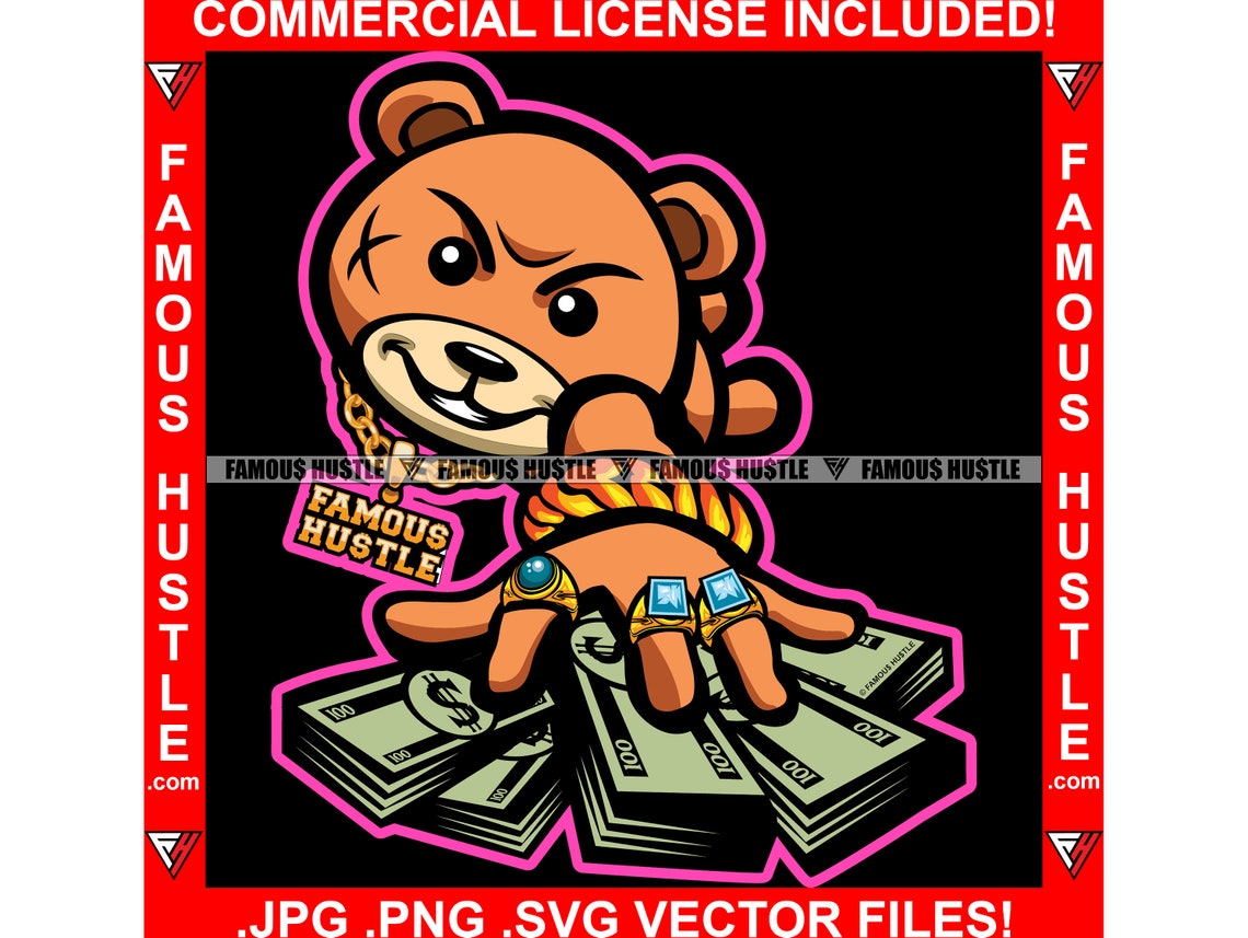 Gangster Teddy Bear King Scar Face Famous Hustle Gold Necklace Grabbing ...