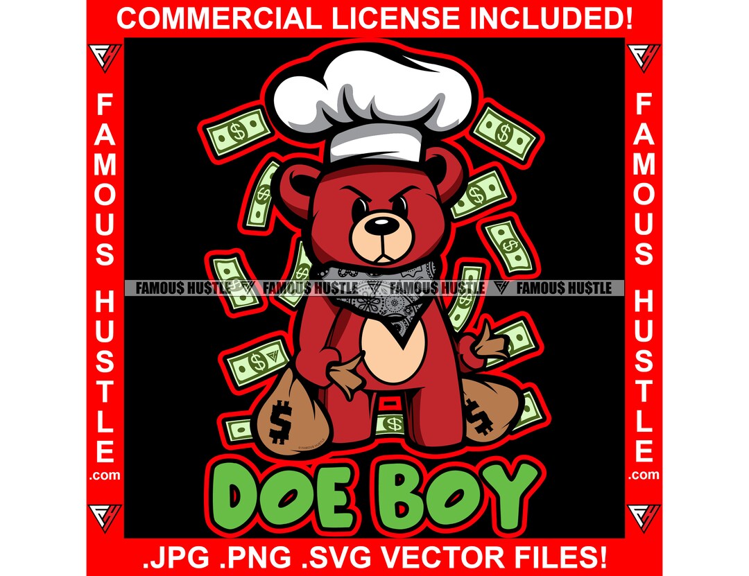 Doe Boy Gangster Hustle Teddy Bear Holding Money Bag Cash Dripping Rich ...