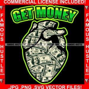 Get Money Hustle 100 Dollar Bill Money Heart Trap Rich Hood Hustling ...