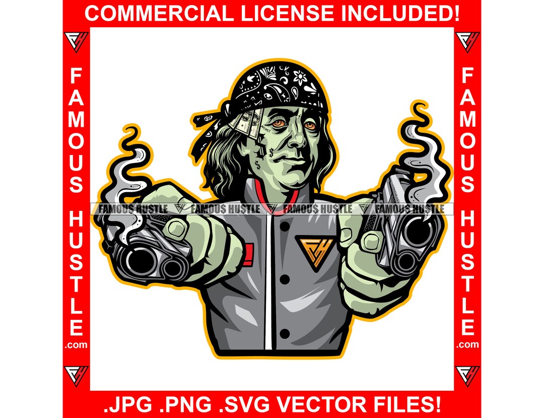 Gangster Benjamin Franklin Two Pistol Guns Jacket Wearing - Etsy