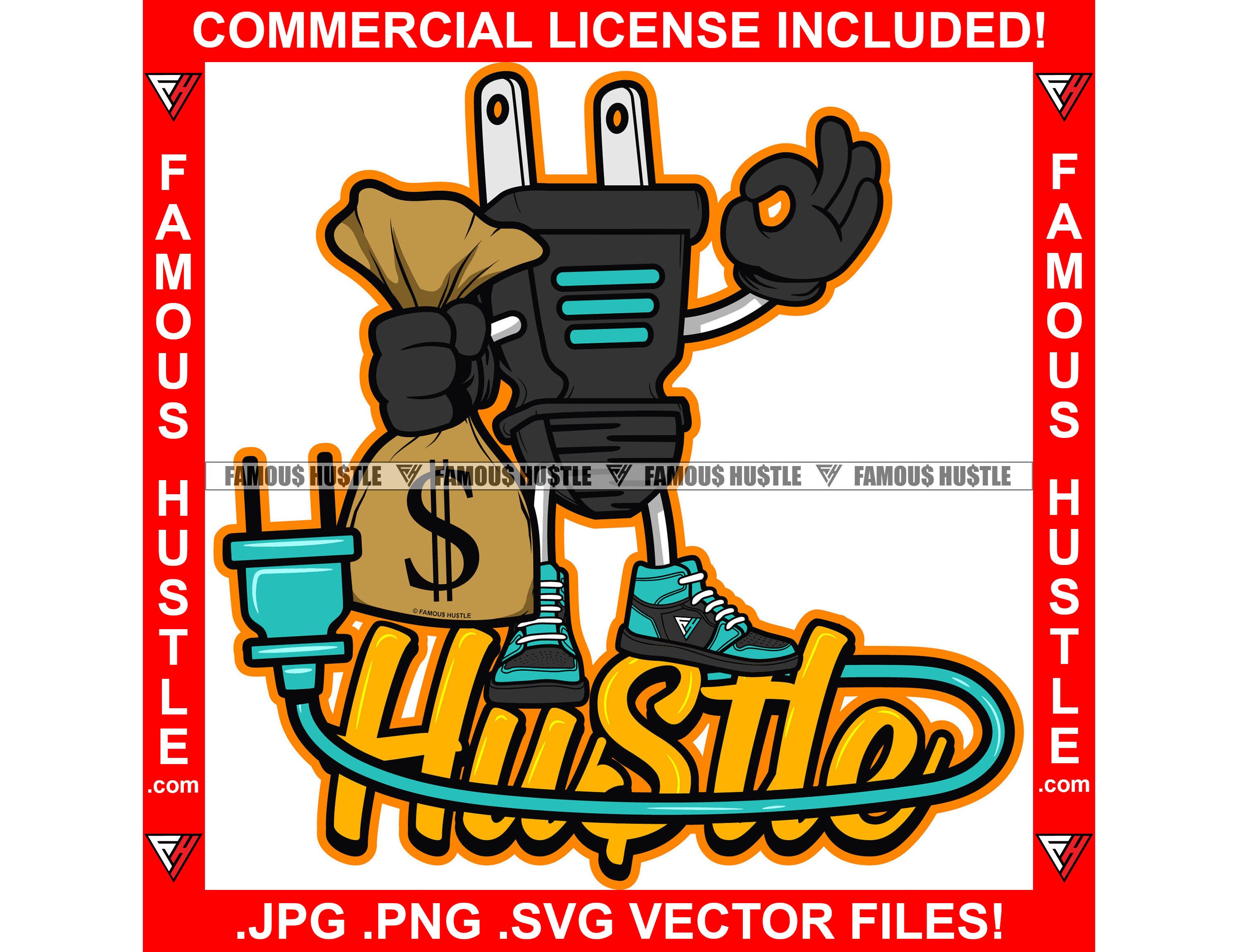 Hustle Plug Holding Money Bag Ok Hand Sign Mafia Boss Savage Trap Cash ...