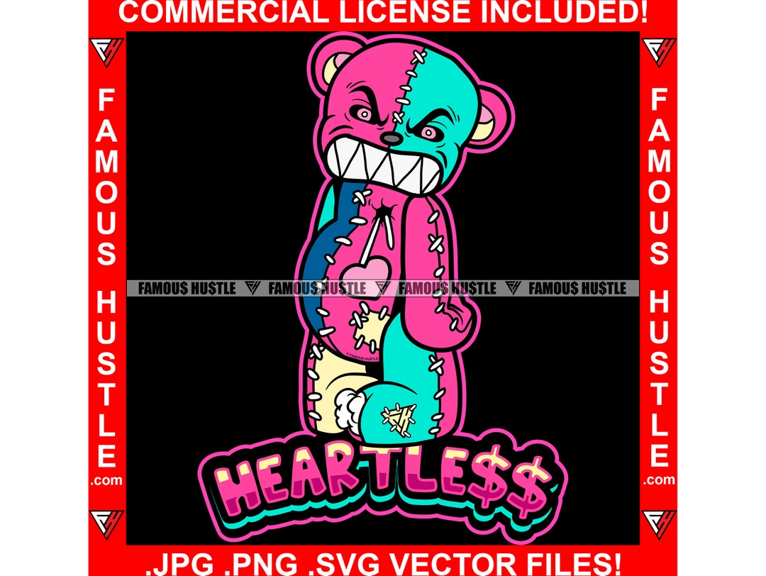 Heartless Gangster Horror Teddy Bear Stitched Head Body Gold Sharp Mean ...