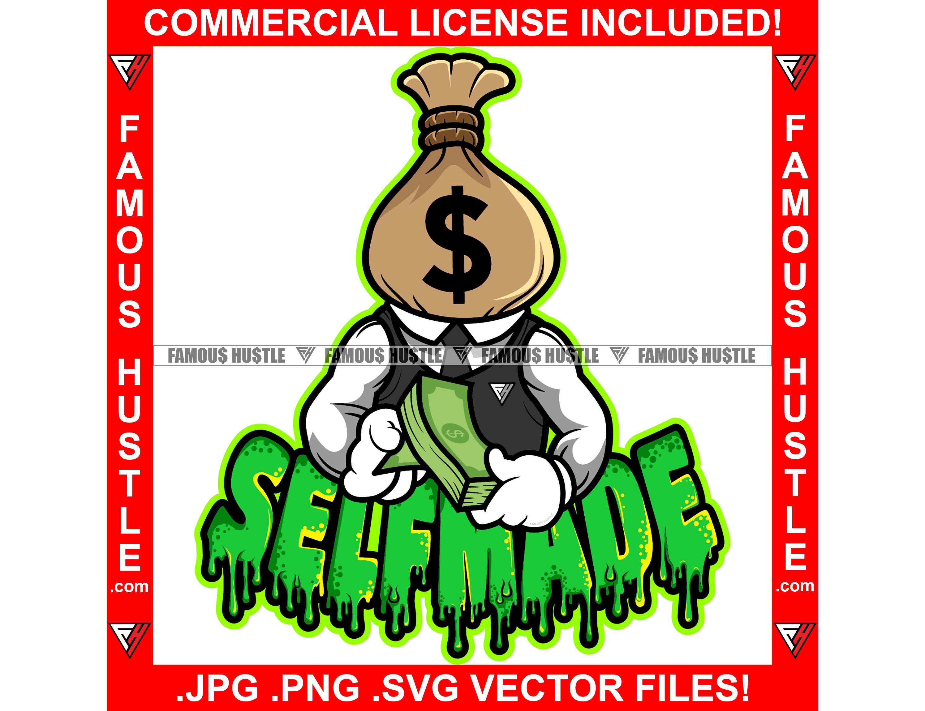 Self Made Money Bag Head Gangster Mafia Boss Holding Cash Trap Trapper ...