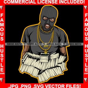 Afro Gangster Mafia Boss Wearing Ski Mask Money Stack Trap Plug Savage ...