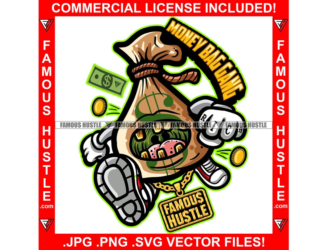 Money Bag Gang Gangster Cash Bag Sharp Scary Gold Teeth Running Money ...