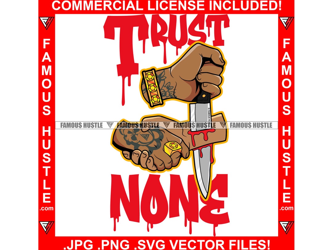Trust None Gangster Stabbing Arm Shaking Bloody Hand Betrayal - Etsy