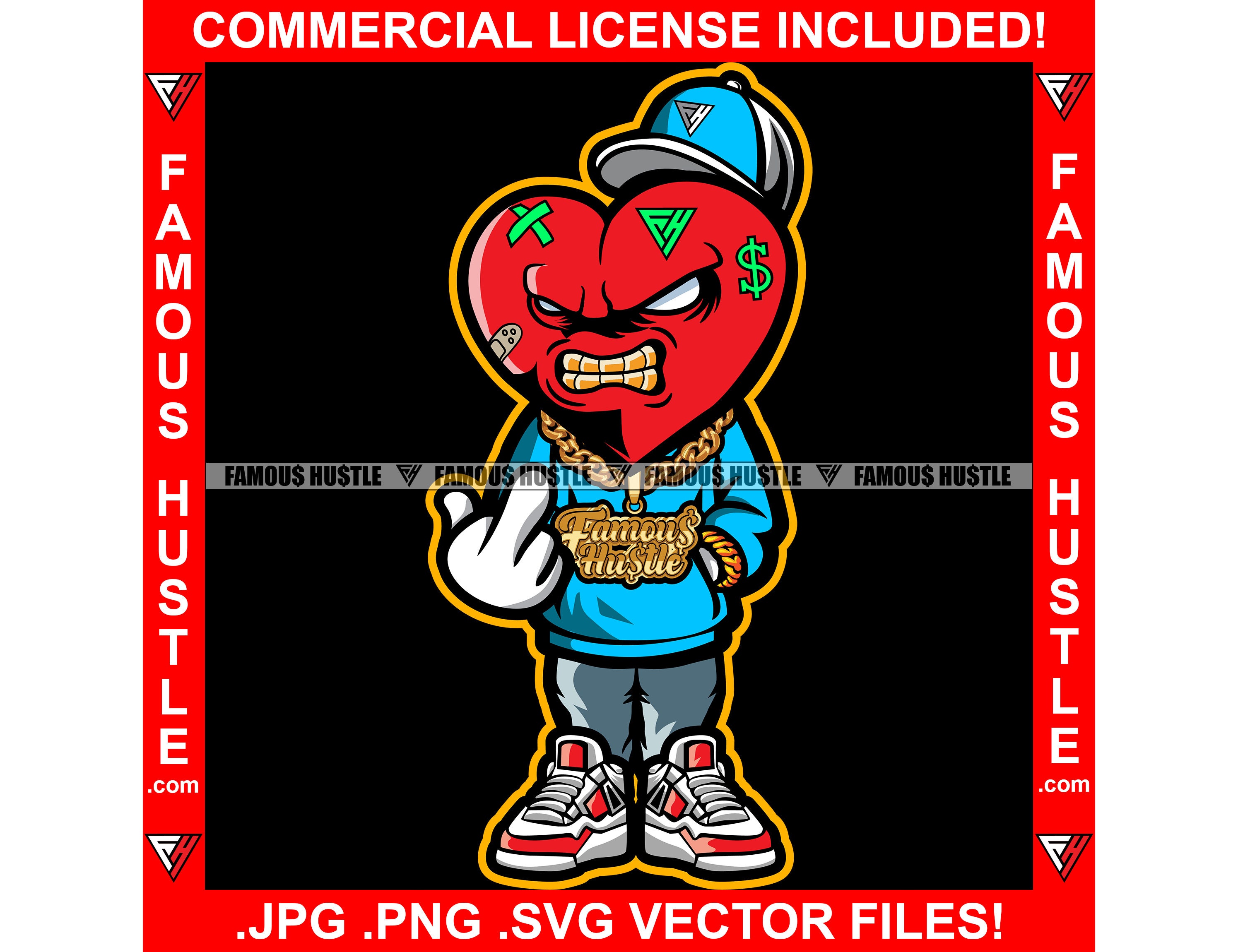 Heart Breaker Gangster Heart Angry Scar Face Tattoo Head Gold Teeth ...