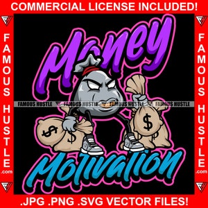 Money Motivation Gangster Money Bag Gold Teeth Holding Cash Bags Trap ...