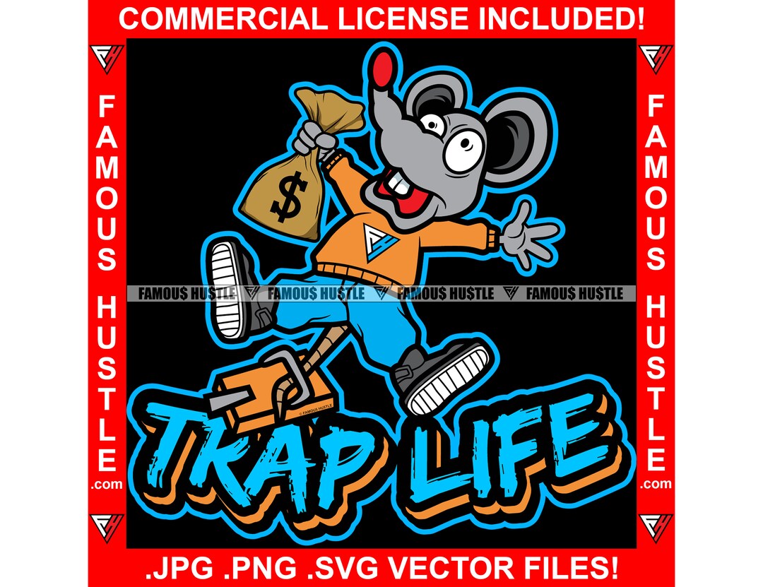 Trap Life Gangster Hustle Rat Holding Money Bag Trapper Plug Mafia Swag ...