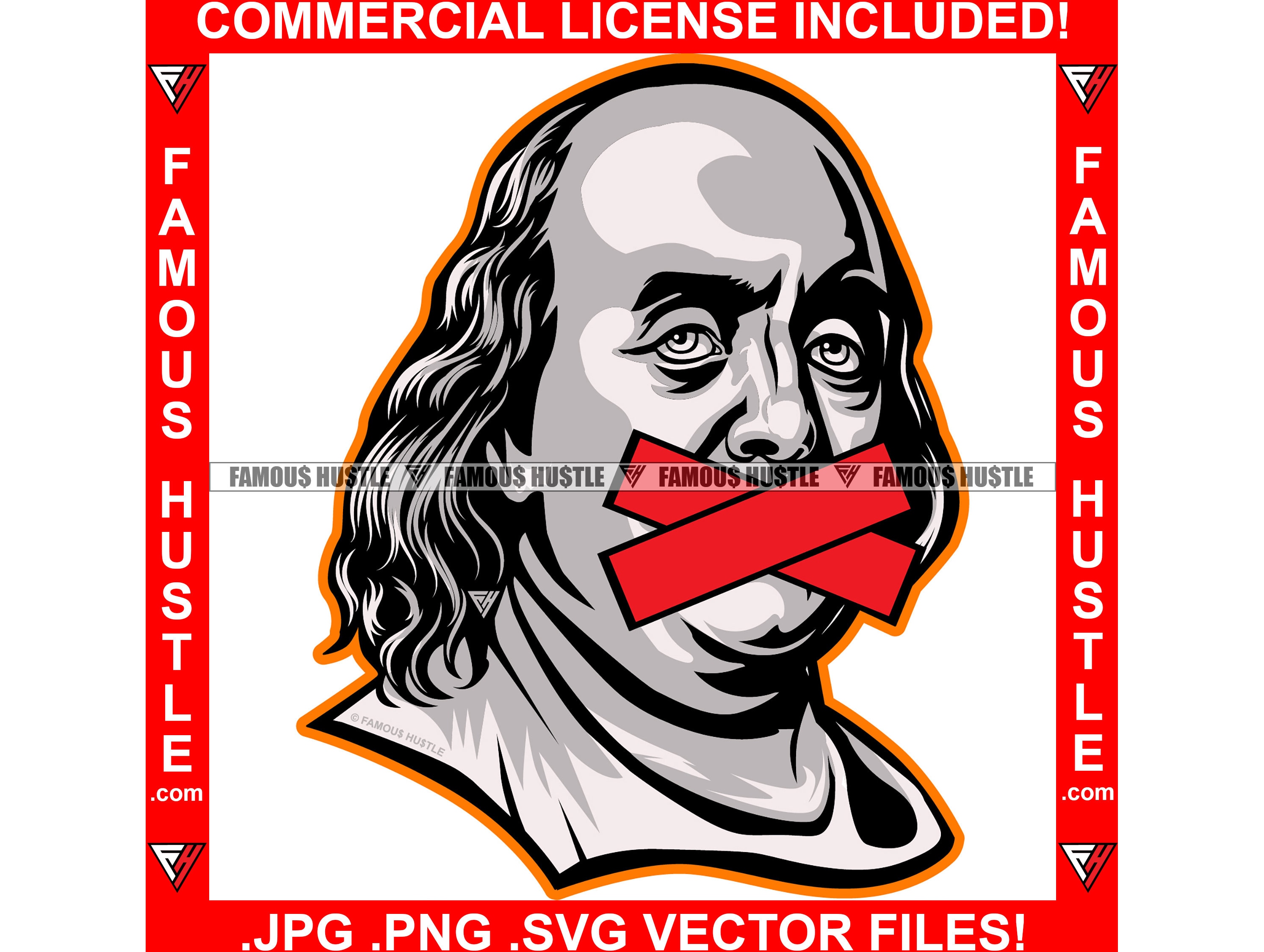 Hustle Gangster President Ben Franklin Statue Tape Close Mouth Plug ...