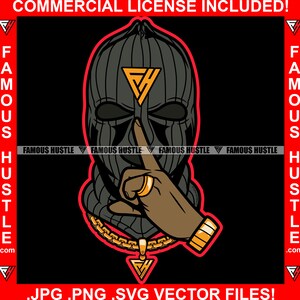 Gangster Ski Mask Shh Finger Famous Hustle Gold Necklace Jewelry Flex ...