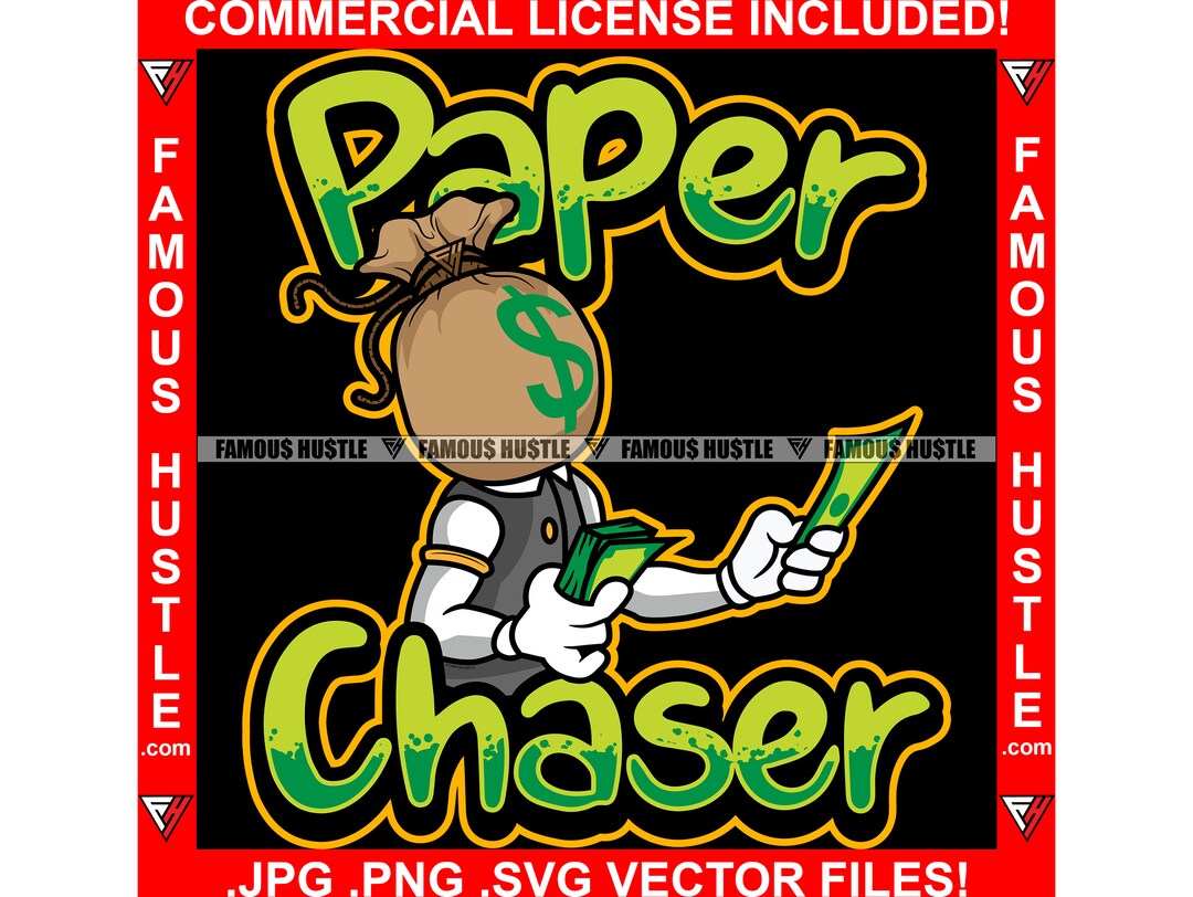 Paper Chaser Gangster Money Bag Bank Teller Holding Cash Stack Trap ...