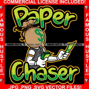 Paper Chaser Gangster Money Bag Bank Teller Holding Cash Stack Trap ...