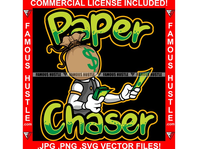 Paper Chaser Gangster Money Bag Bank Teller Holding Cash Stack Trap ...