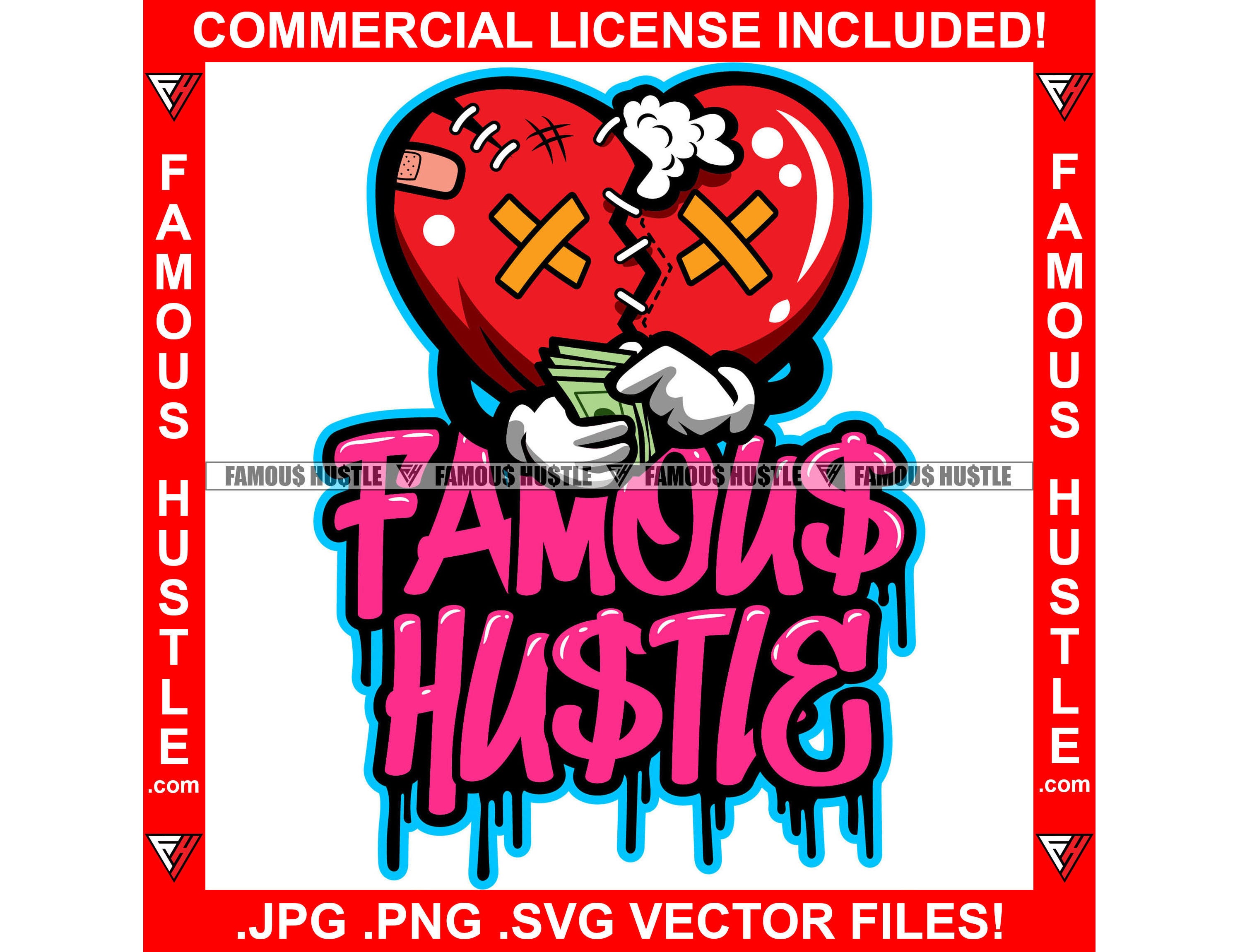 Famous Hustle Heartless Broken Heart Counting Money Holding Cash Stack ...
