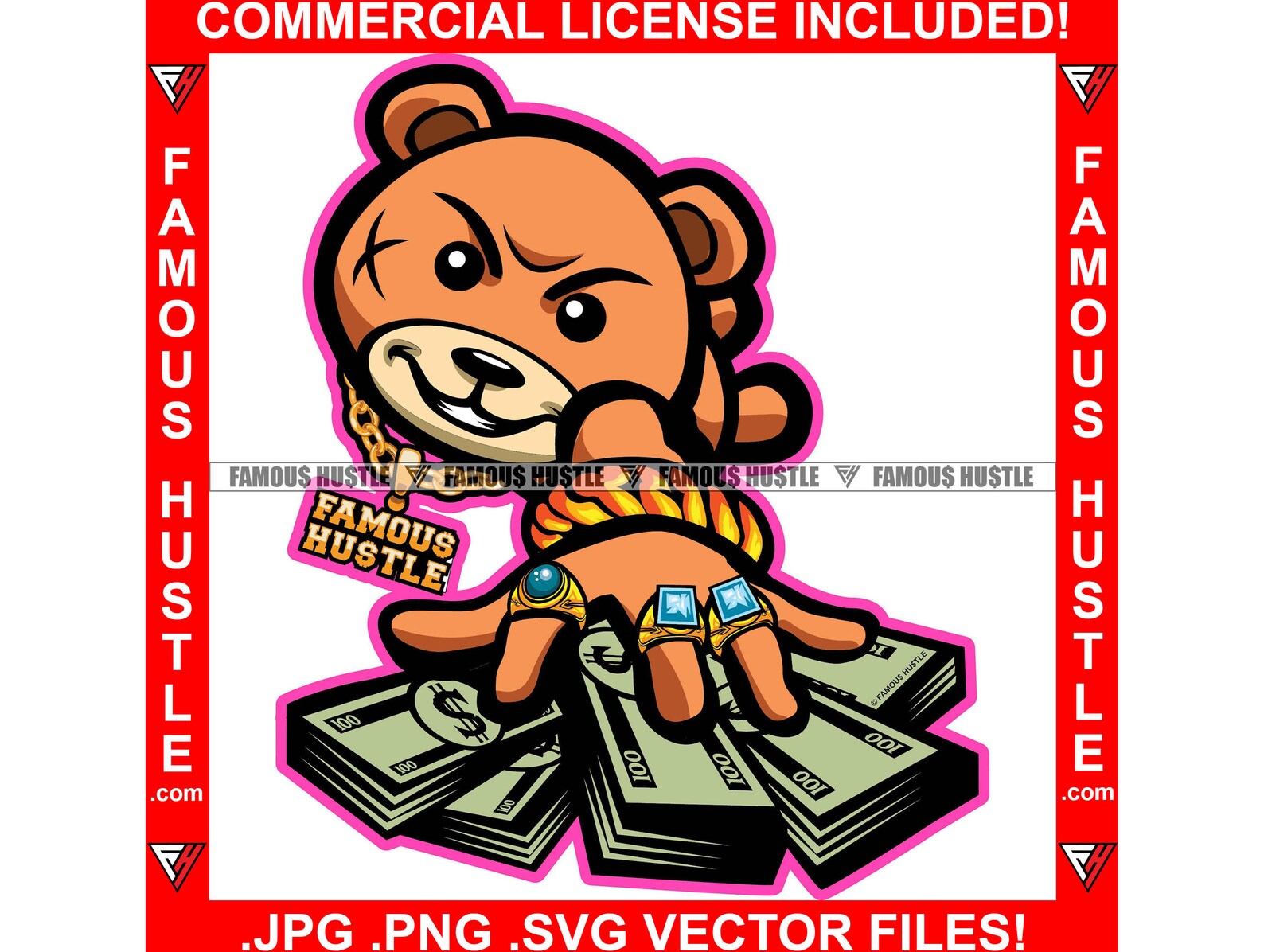 Gangster Teddy Bear King Scar Face Famous Hustle Gold Necklace Grabbing ...
