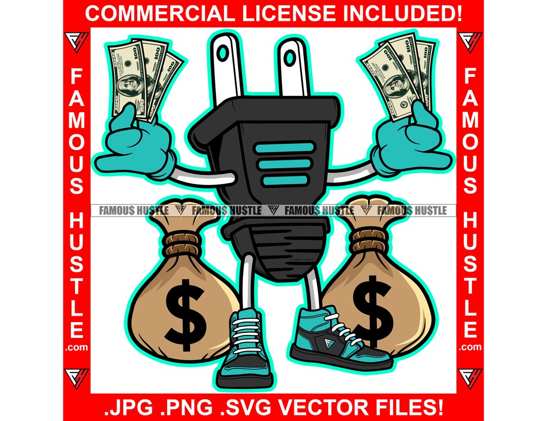 Hustle Plug Holding Money Stack Bag on Side Gangster Trap Boss Thug ...
