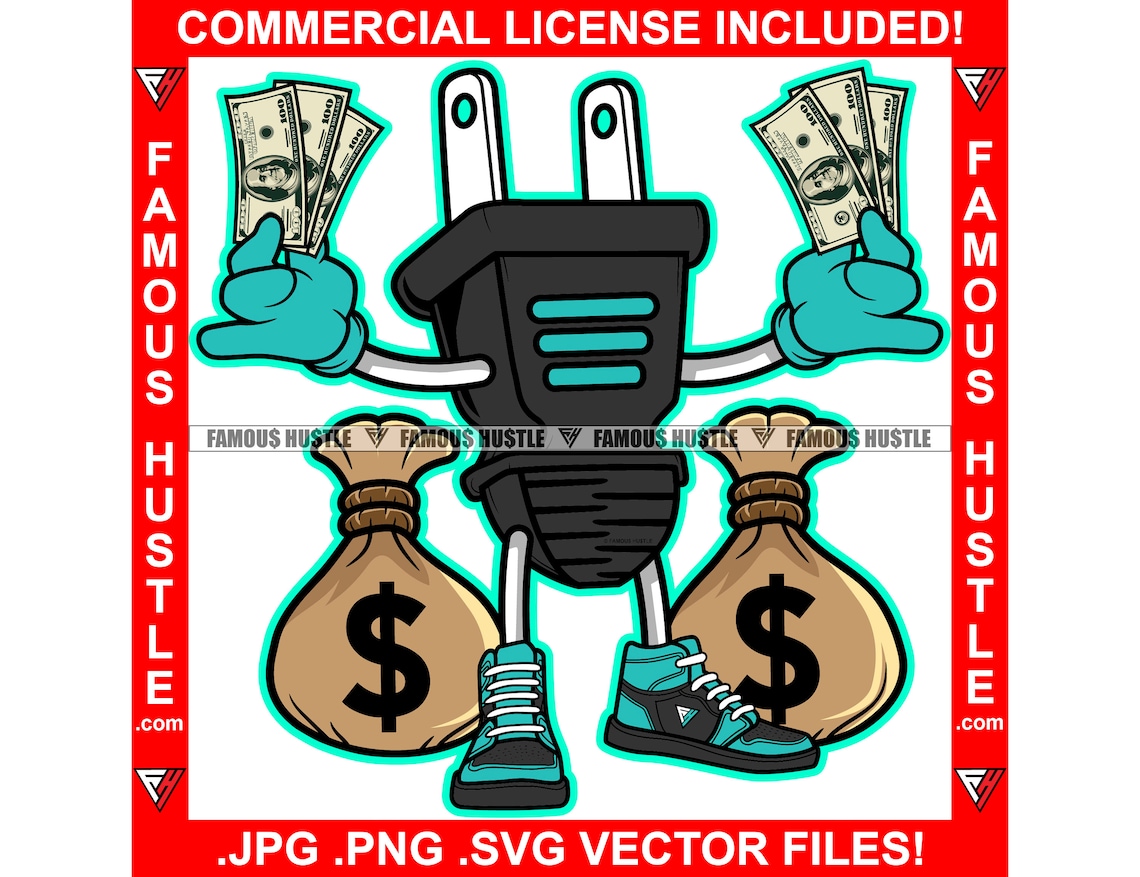 Hustle Plug Holding Money Stack Bag on Side Gangster Trap Boss Thug ...