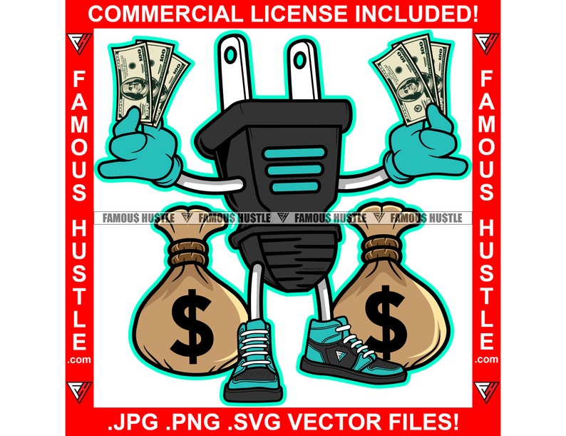 Hustle Plug Holding Money Stack Bag on Side Gangster Trap Boss Thug ...