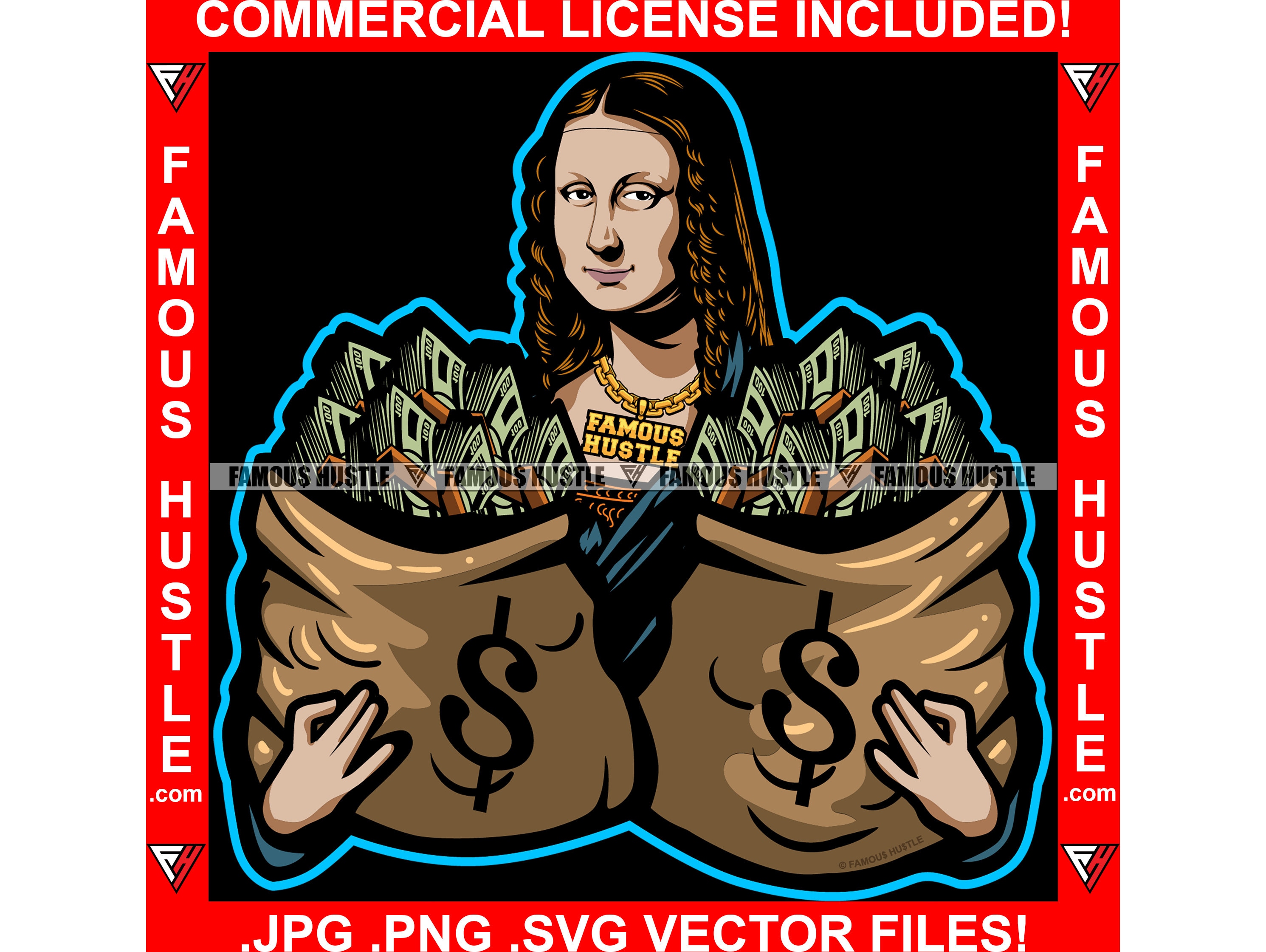 Famous Hustle Gangster Mona Lisa Money Stack Bag Trap Husting Business ...