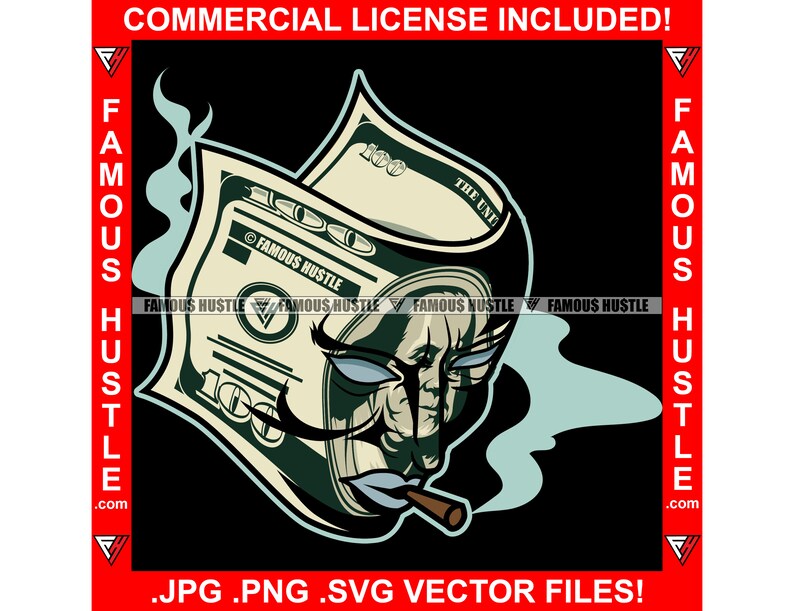 Gangster 100 Dollar Bill Cash Smoking Mafia Boss Trap Trapper Rich Cash ...